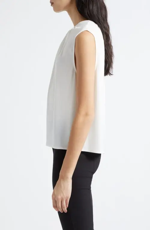 Vince Gathered Jewel Neck Top - Off White