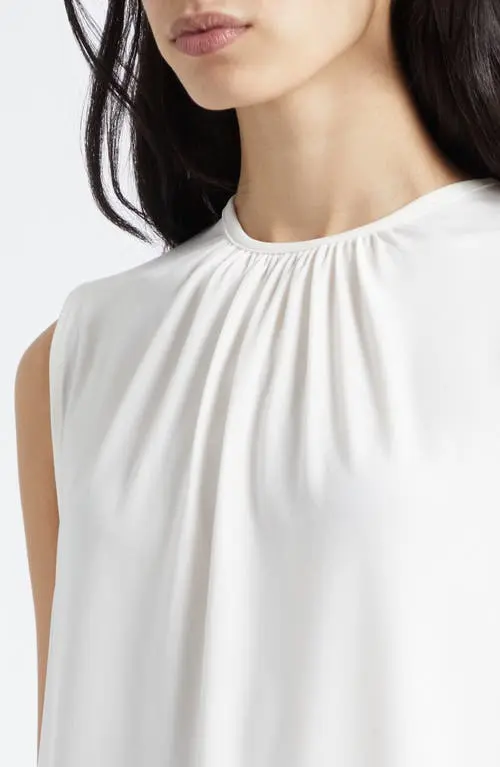 Vince Gathered Jewel Neck Top - Off White