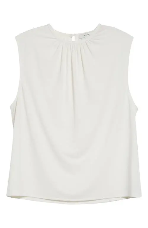 Vince Gathered Jewel Neck Top - Off White