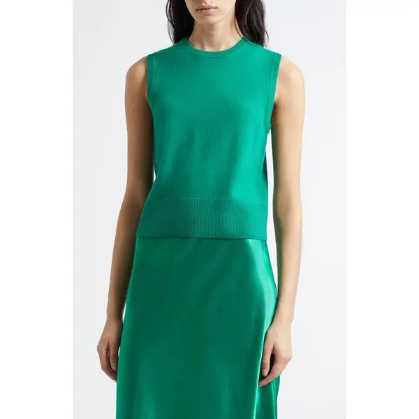 Vince Wool Blend Crewneck Shell - Emerald