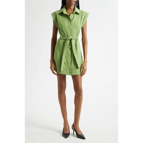 Cinq À Sept Milo Stretch Button Front Minidress - Kale