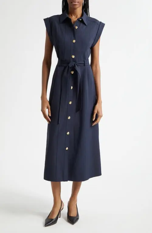 Cinq À Sept Milo Stretch Midi Shirtdress - Navy