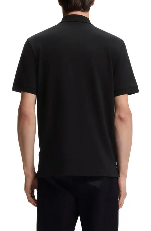 BOSS Pallas Solid Cotton Piqué Polo - Black