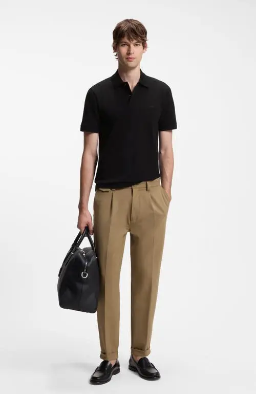 BOSS Pallas Solid Cotton Piqué Polo - Black