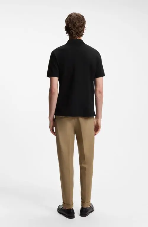 BOSS Pallas Solid Cotton Piqué Polo - Black