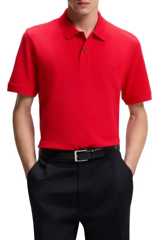 BOSS Pallas Solid Cotton Piqué Polo - Med Rd