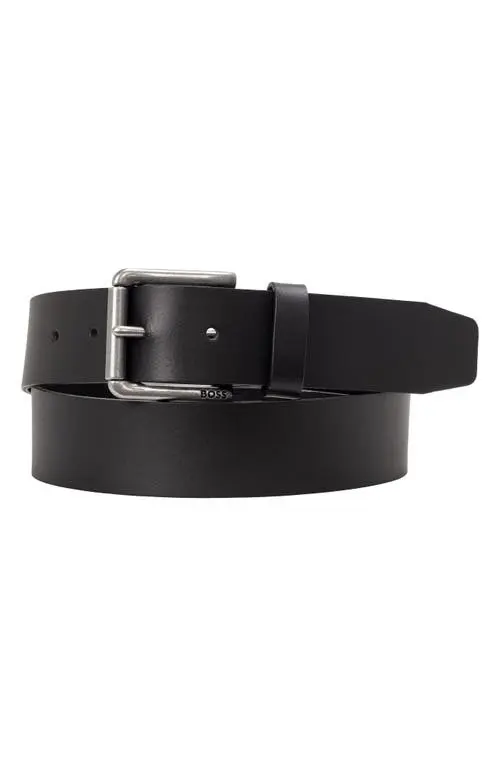 BOSS Joris Leather Belt With Debossed Logo - Black