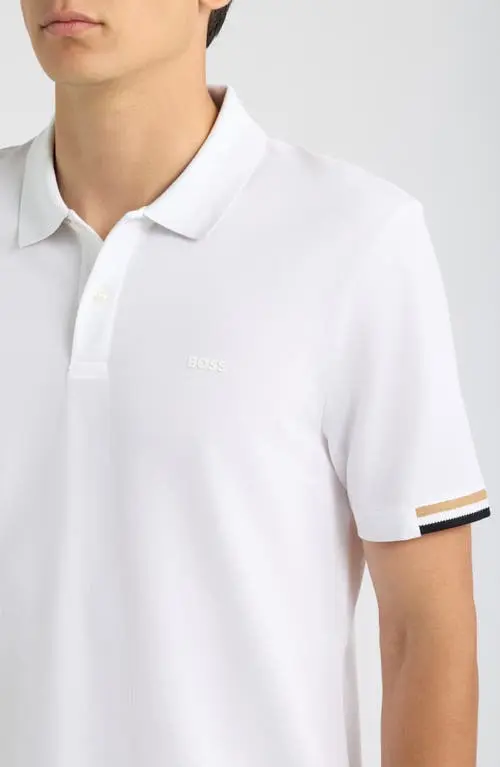 BOSS Parlay Solid Cotton Piqué Polo - White