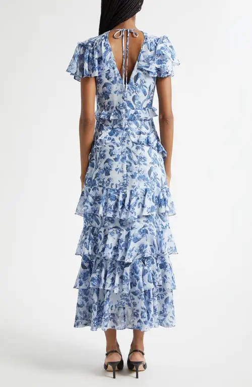 Cinq À Sept Floral Tiered Ruffle Dress