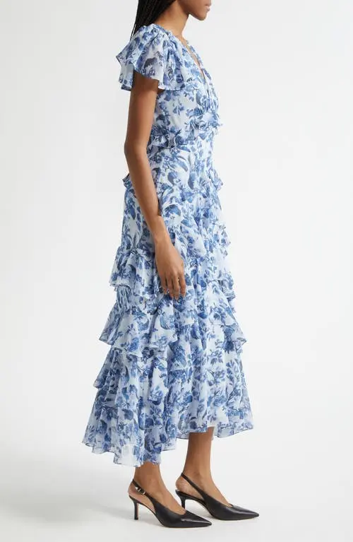 Cinq À Sept Floral Tiered Ruffle Dress