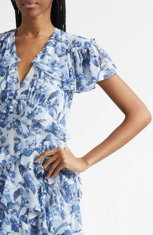 Cinq À Sept Floral Tiered Ruffle Dress