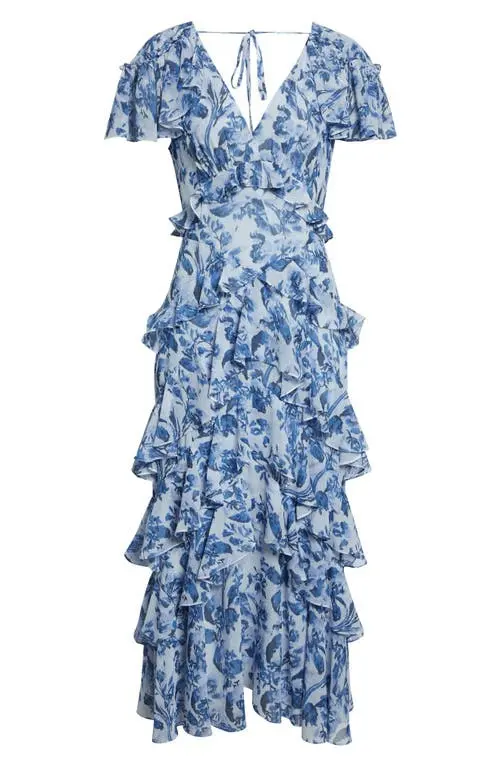 Cinq À Sept Floral Tiered Ruffle Dress
