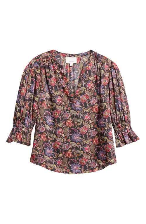 Cinq À Sept Paisley Eclipse Print Split Neck Top
