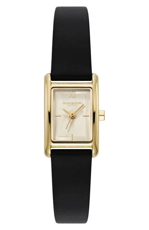 OLIVIA BURTON Petit Grove Tank Leather Strap Watch