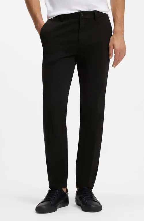 BOSS Kaiton Slim Fit Flat Front Stretch Cotton Chinos - Black