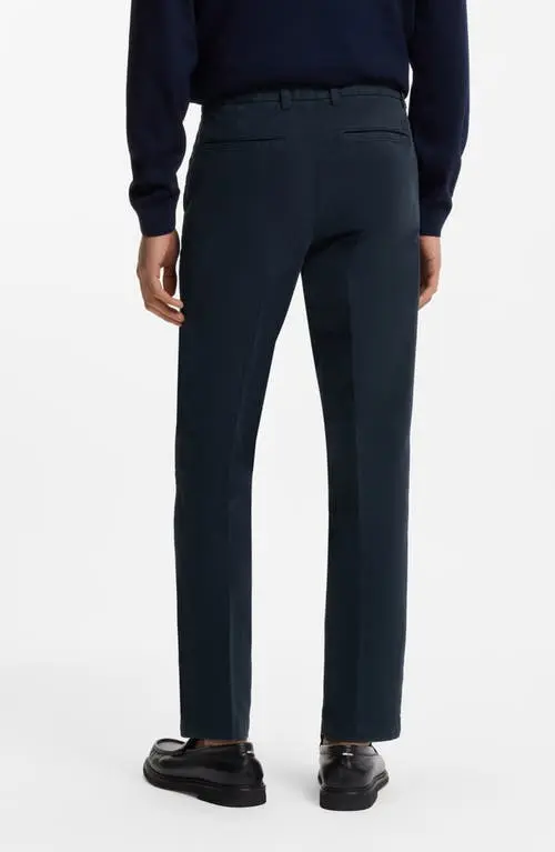 BOSS Kaiton Slim Fit Flat Front Stretch Cotton Chinos - Dark Blue