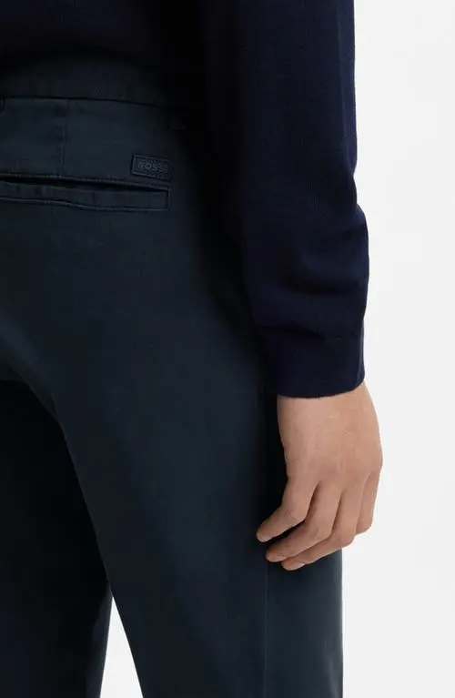 BOSS Kaiton Slim Fit Flat Front Stretch Cotton Chinos - Dark Blue