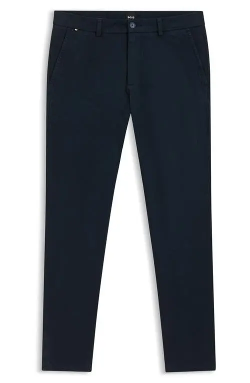 BOSS Kaiton Slim Fit Flat Front Stretch Cotton Chinos - Dark Blue