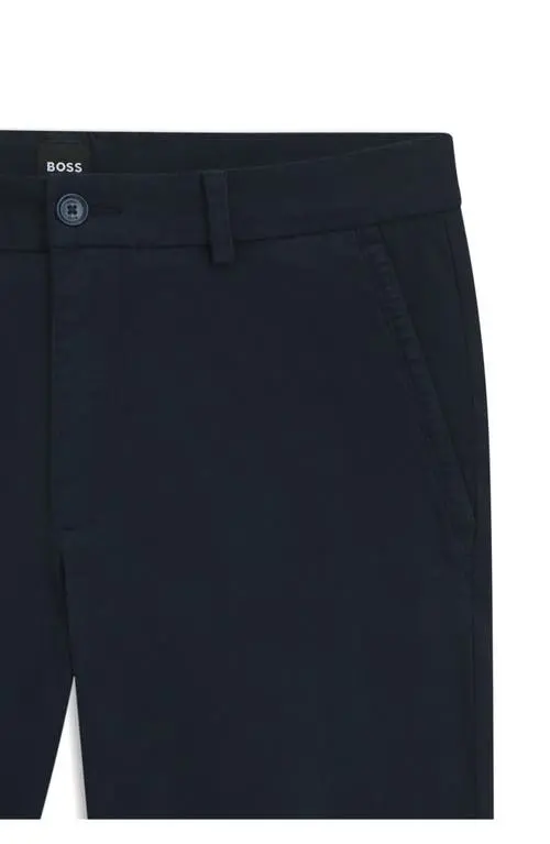 BOSS Kaiton Slim Fit Flat Front Stretch Cotton Chinos - Dark Blue