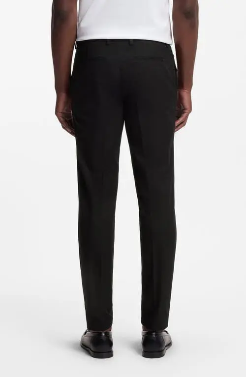 BOSS Kaiton Slim Fit Flat Front Stretch Cotton Blend Dress Pants - Black