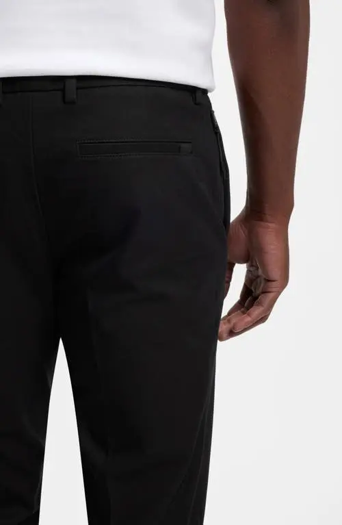 BOSS Kaiton Slim Fit Flat Front Stretch Cotton Blend Dress Pants - Black