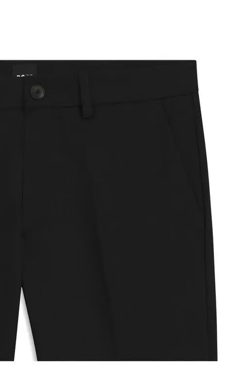 BOSS Kaiton Slim Fit Flat Front Stretch Cotton Blend Dress Pants - Black