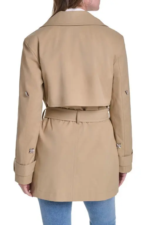 Karl Lagerfeld Paris Embellished Short Trench Coat