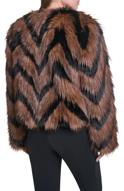 Karl Lagerfeld Paris Zigzag Faux Fur Jacket