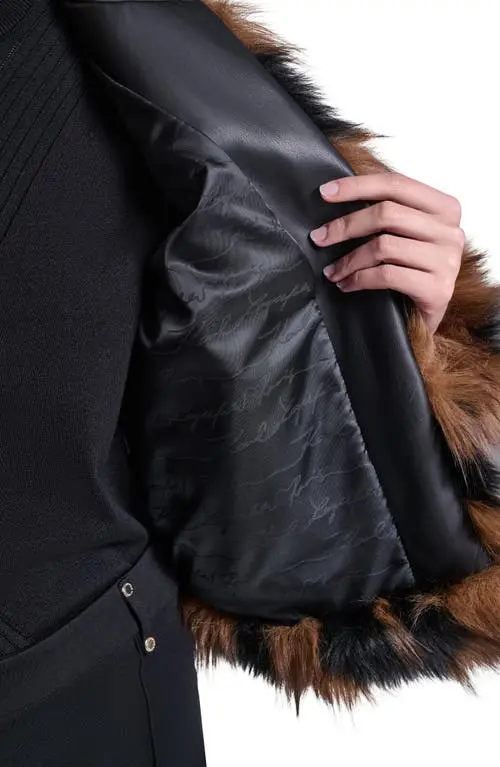 Karl Lagerfeld Paris Zigzag Faux Fur Jacket