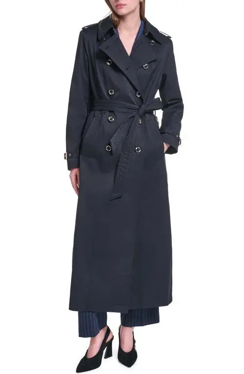 Karl Lagerfeld Paris Belted Trench Coat - Black