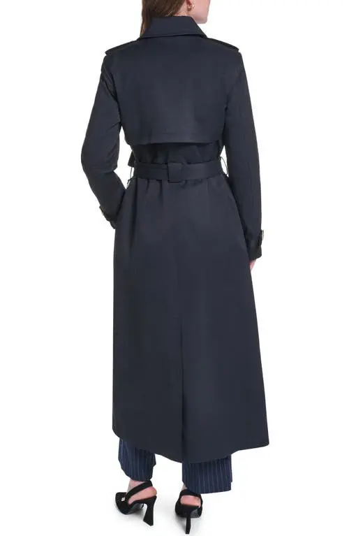 Karl Lagerfeld Paris Belted Trench Coat - Black