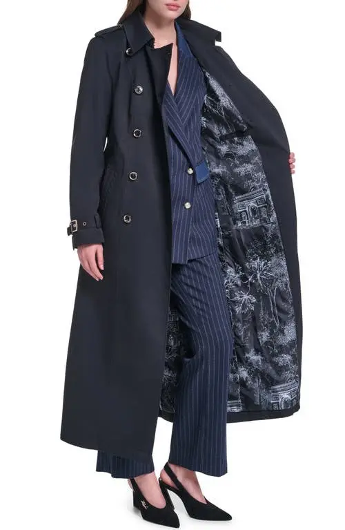 Karl Lagerfeld Paris Belted Trench Coat - Black