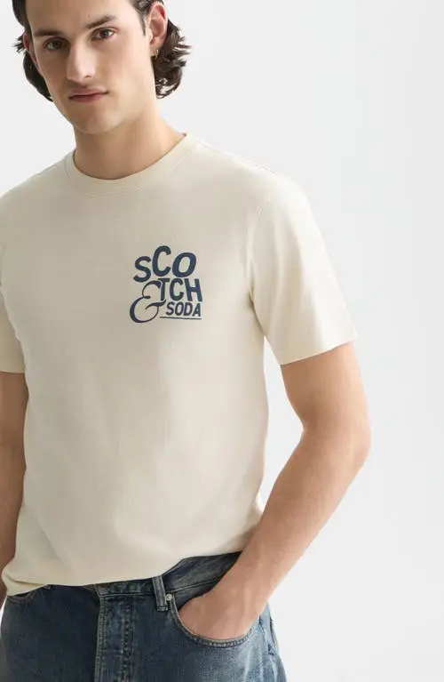 Scotch & Soda Regular Fit Cotton Graphic T-shirt - Eggnog