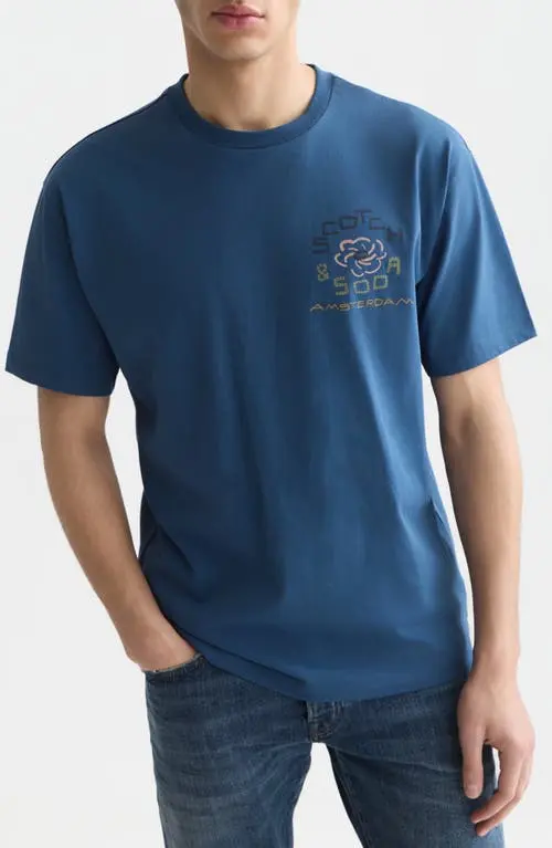 Scotch & Soda Relaxed Fit Cotton Graphic T-shirt - Ensign Blue