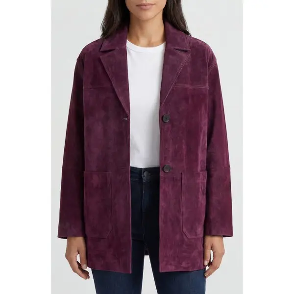 NVLT Patch Pocket Suede Jacket - Bordeaux