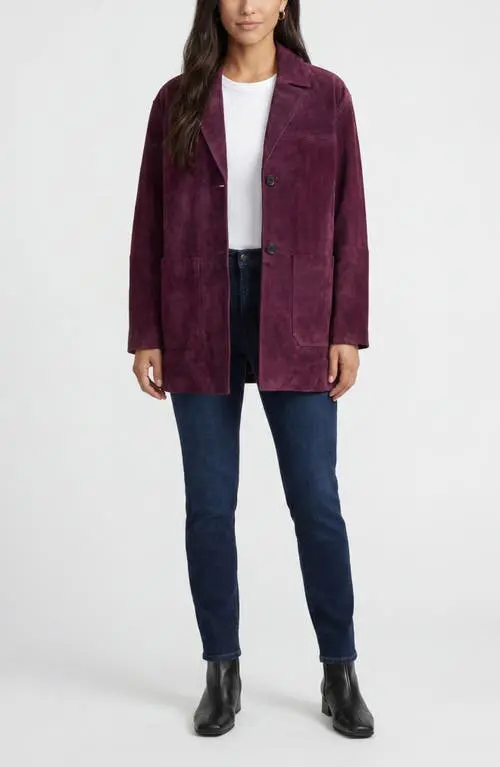 NVLT Patch Pocket Suede Jacket - Bordeaux