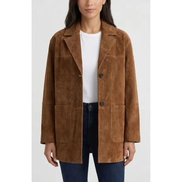 NVLT Patch Pocket Suede Jacket - Cognac