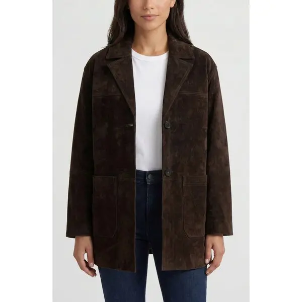 NVLT Patch Pocket Suede Jacket - Espresso