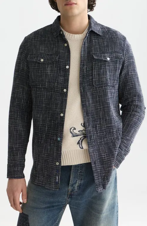 Scotch & Soda Woven Waffle Button-up Shirt - Sky Captain