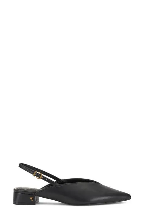 Vince Camuto Venba Pointed Toe Slingback Flat - Black Leather