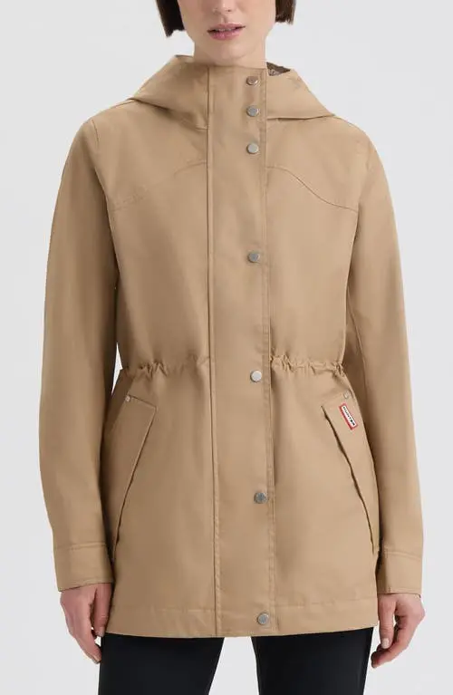 Hunter Adela Water Repellent Cotton Canvas Hooded Jacket - British Tan