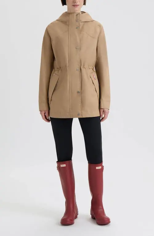 Hunter Adela Water Repellent Cotton Canvas Hooded Jacket - British Tan