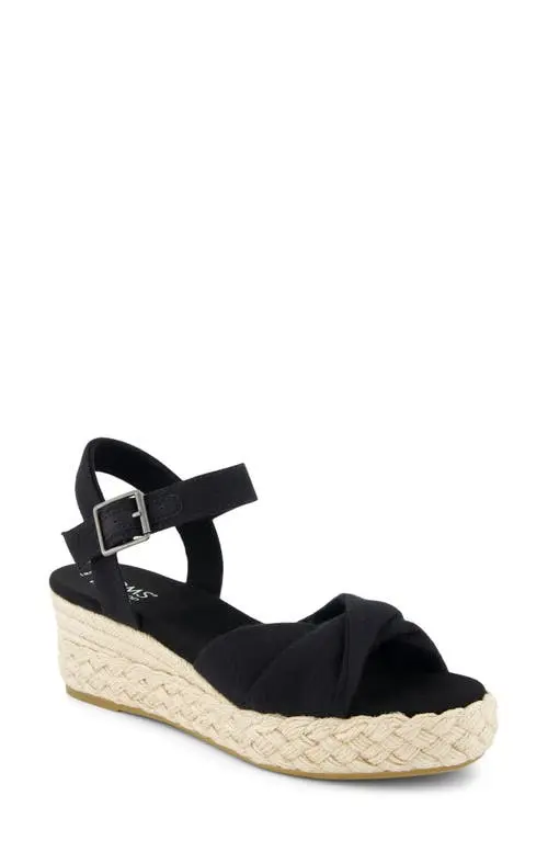 Toms Kinsley Ankle Strap Espadrille Platform Wedge Sandal - Black