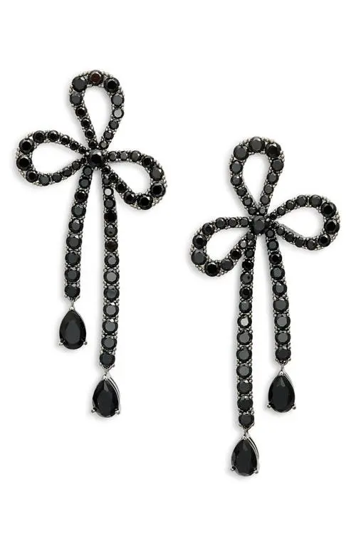 Nadri Bow Drop Earrings - Black