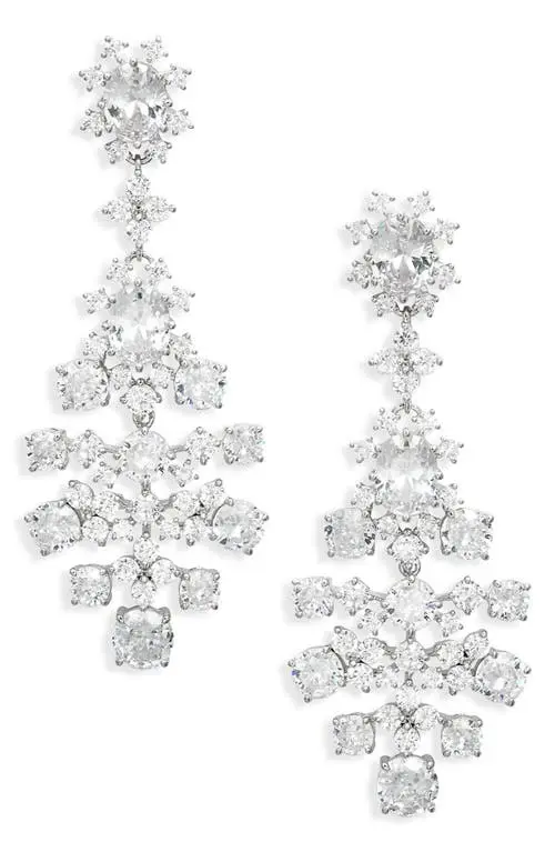 Nadri Large Drop Earrings - Rhodium