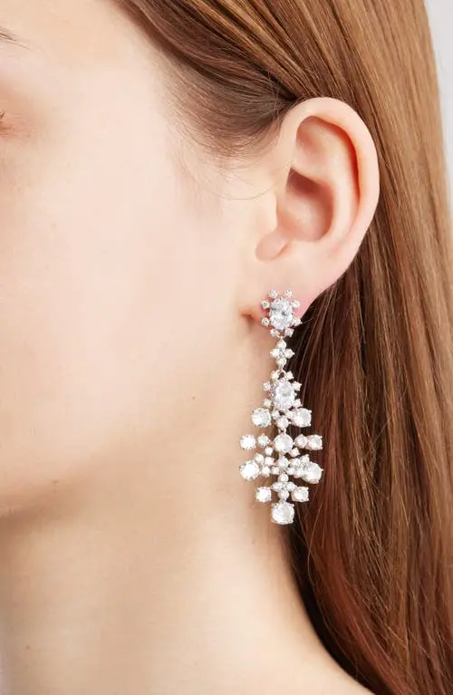 Nadri Large Drop Earrings - Rhodium