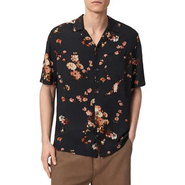 ALLSAINTS Karmada Floral Camp Shirt - Black