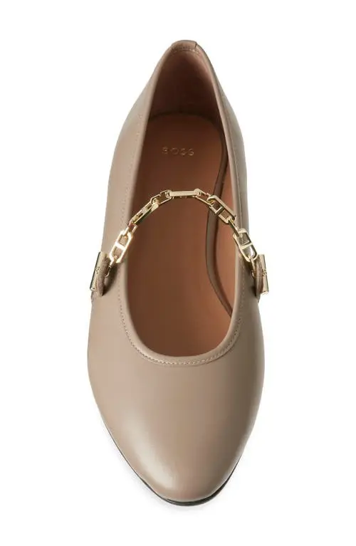 BOSS Diana Chain Mary Jane Ballet Flat - Open Brown