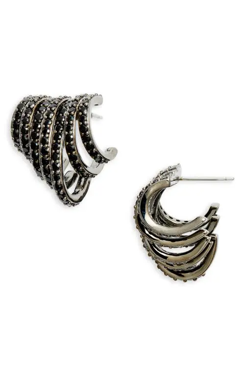 Nadri Multirow C-hoop Earrings - Black