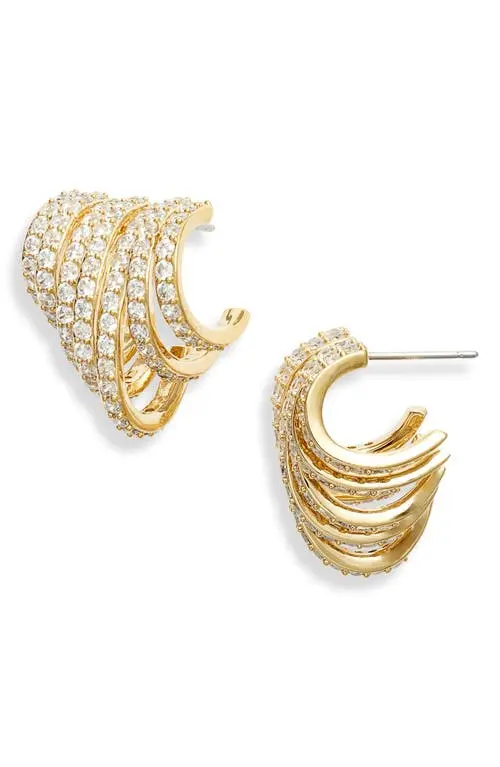 Nadri Multirow C-hoop Earrings - Gold